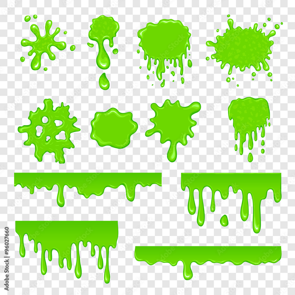 Green slime set Stock Vector | Adobe Stock