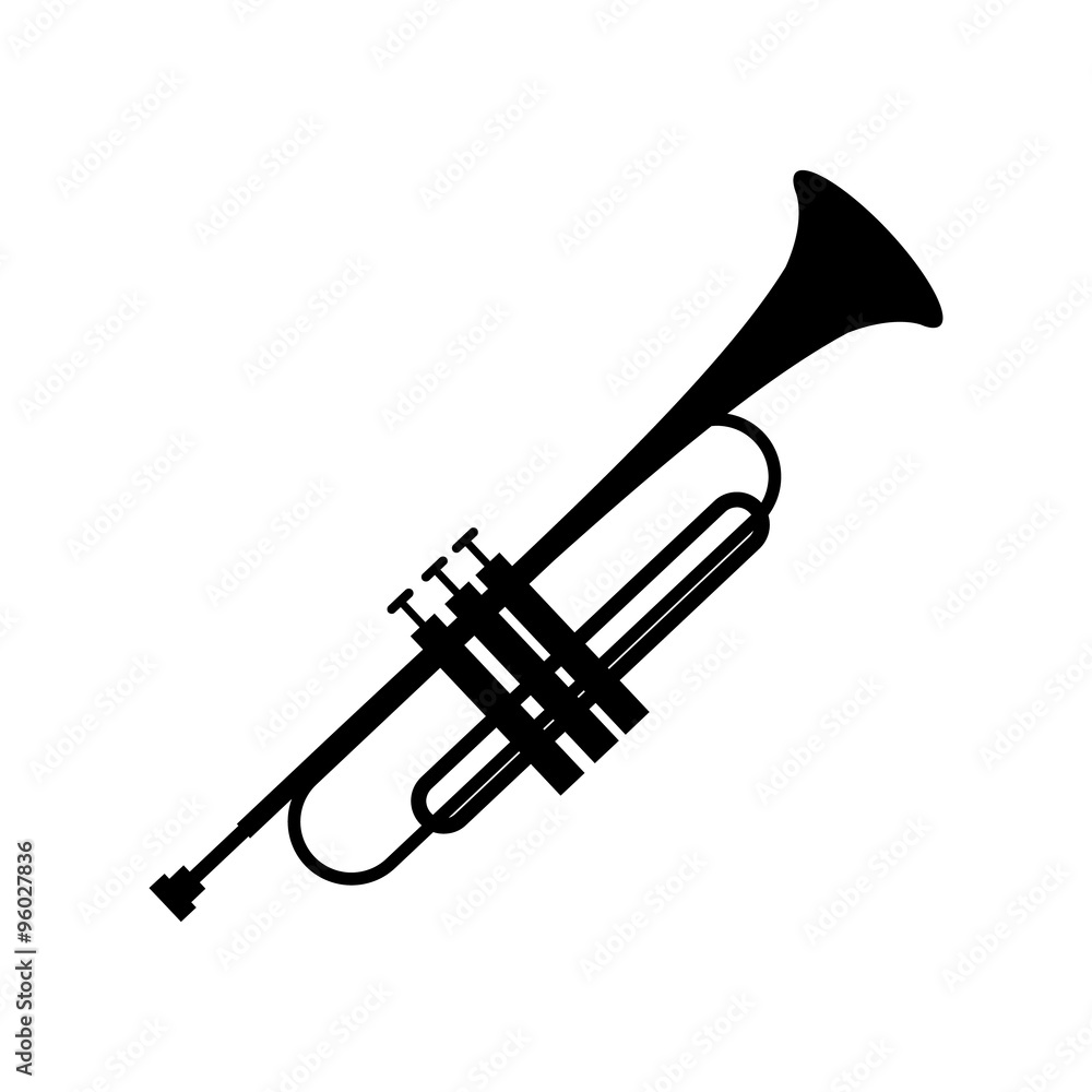 Trumpet simple black icon Stock Vector | Adobe Stock