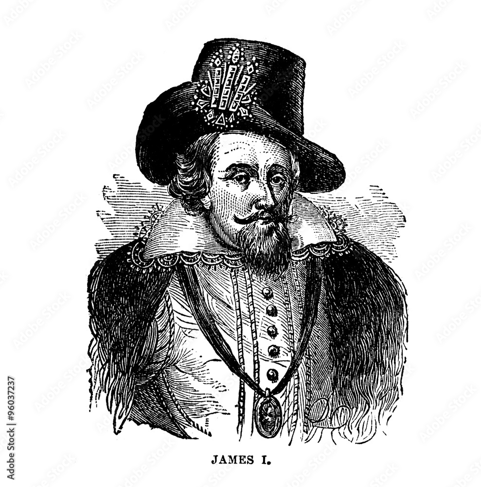 Vintage Woodcut Artwork James I King England Line art drawing Stock ...