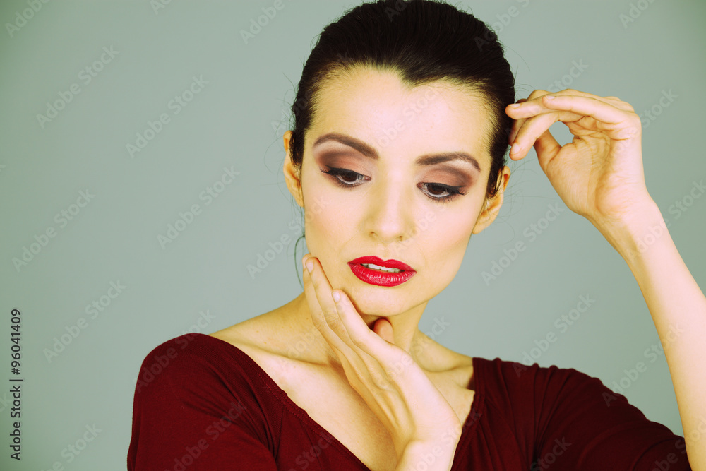 Portrait of a beautiful woman. Cross processed look. Stock Photo ...