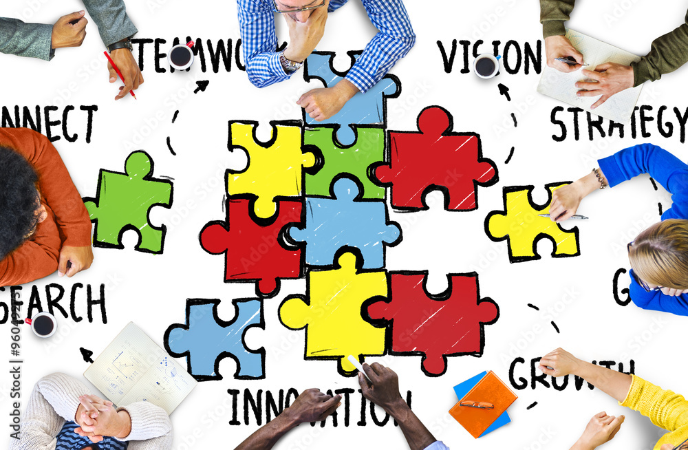 Teamwork Team Connection Strategy Partnership Support Puzzle Con Stock ...