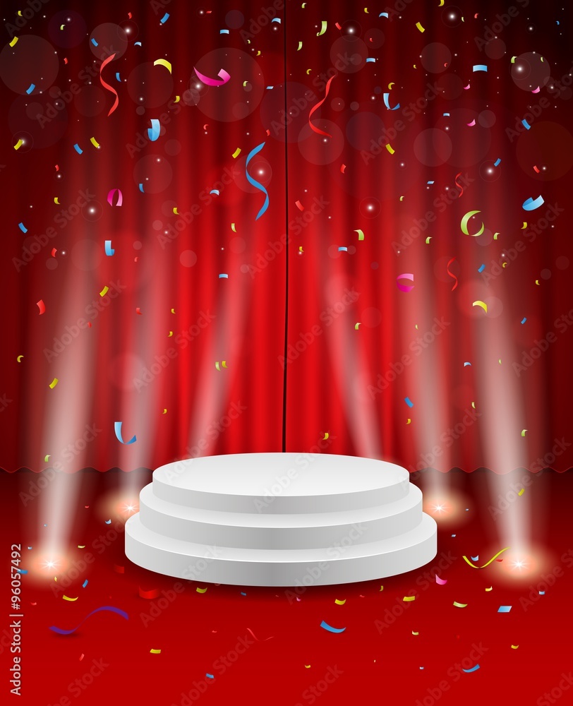Stage background with confetti and light Stock Vector | Adobe Stock