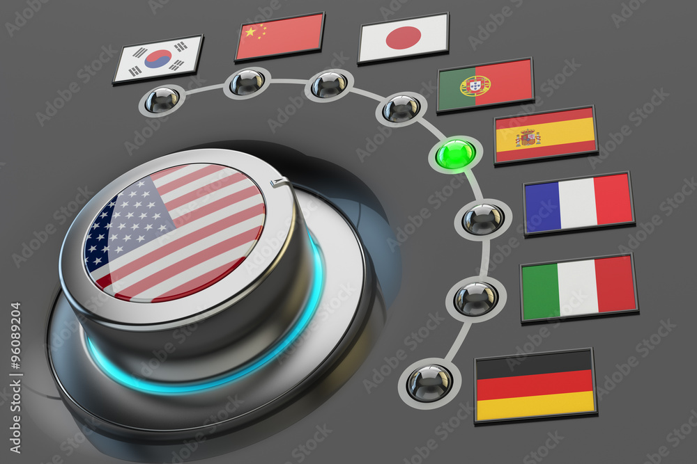 Online translator technology concept, multi-language web or app ...