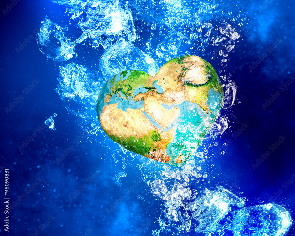 Earth planet under water Stock Illustration | Adobe Stock