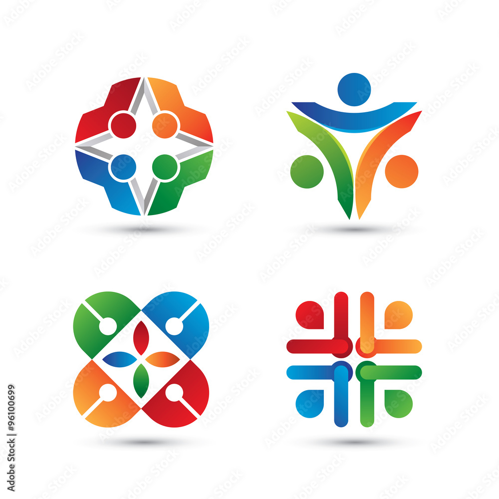 Social People Community Logo Set Stock Vector | Adobe Stock