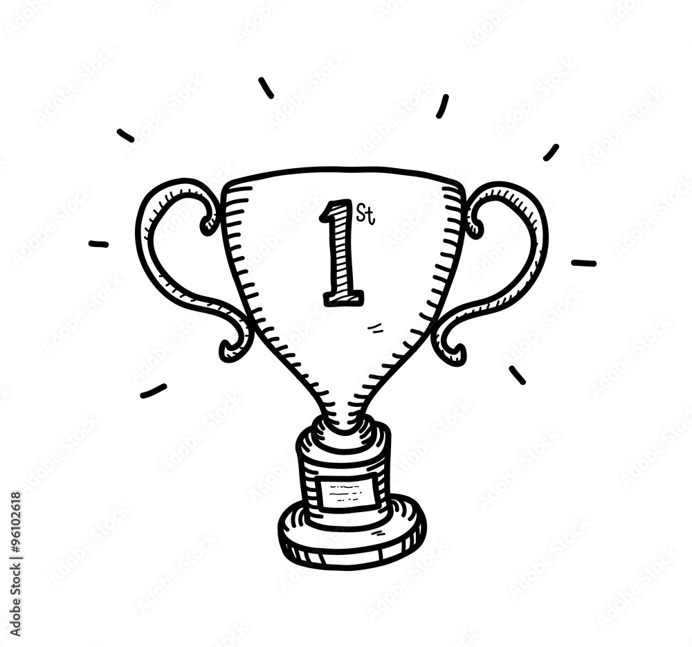 Gold Trophy Doodle, a hand drawn vector doodle illustration of a gold ...