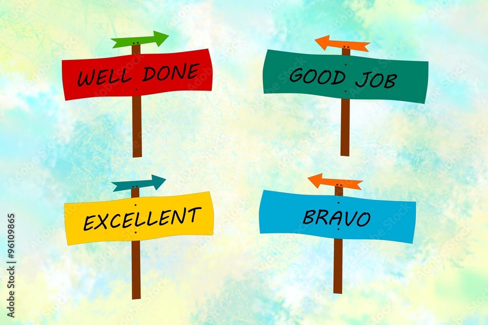 Appreciation messages in colorful indicator signs for kids Stock ...