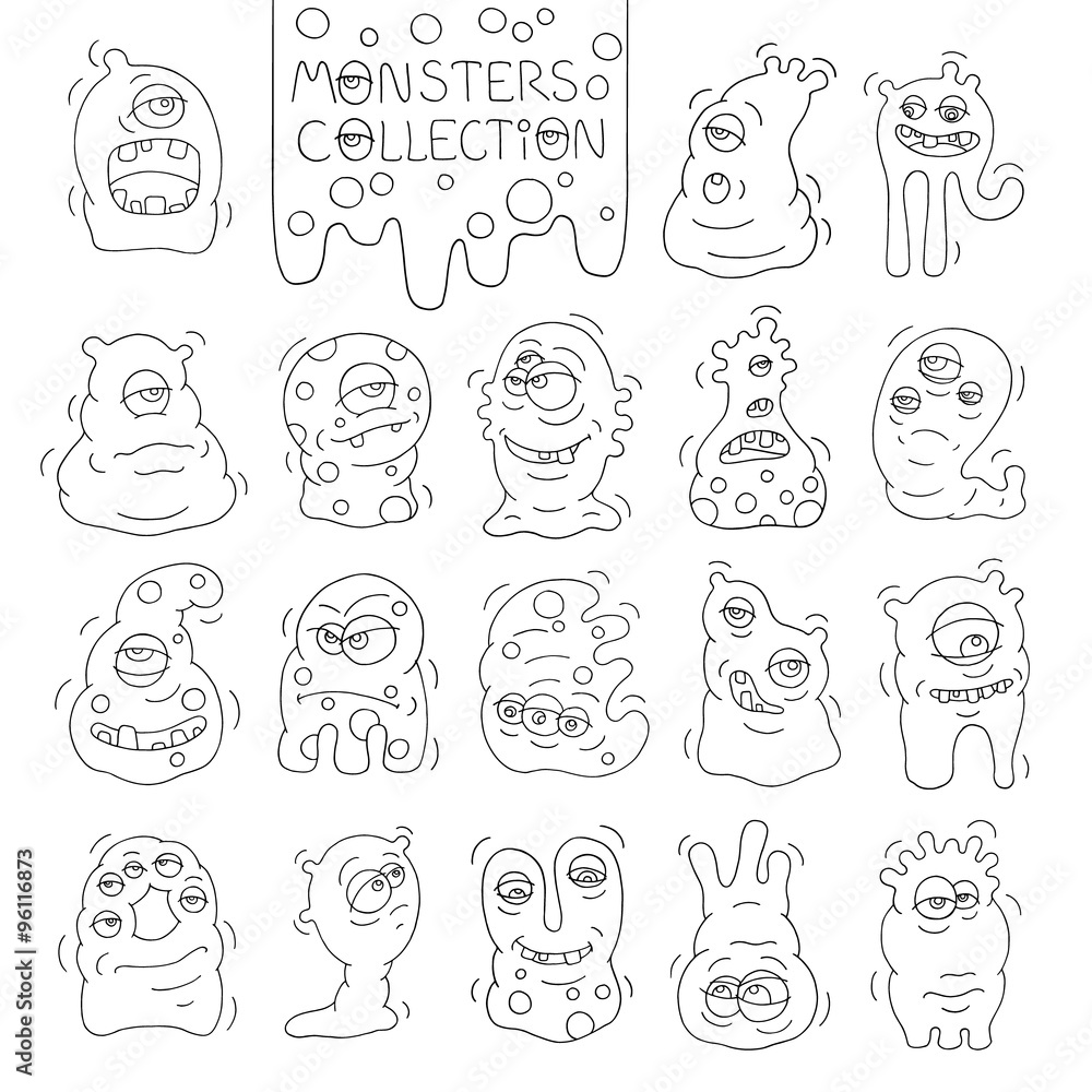 Cute Doodle Monsters Set