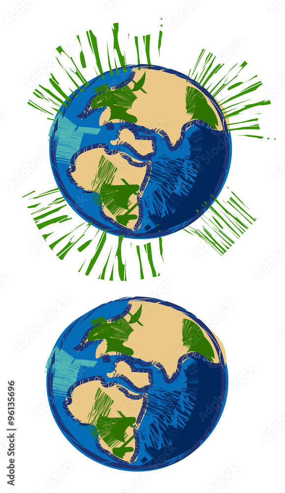 earth vector doodle with color Stock Vector | Adobe Stock