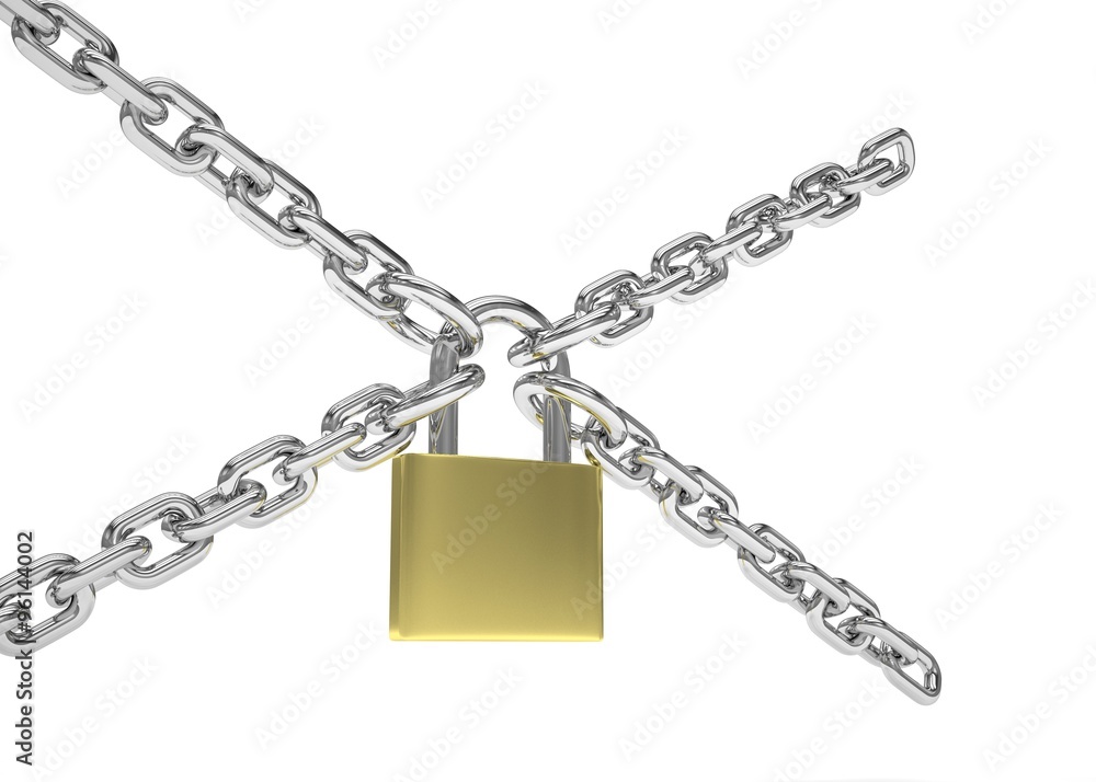Padlock and chain isolated on white background Stock Illustration ...