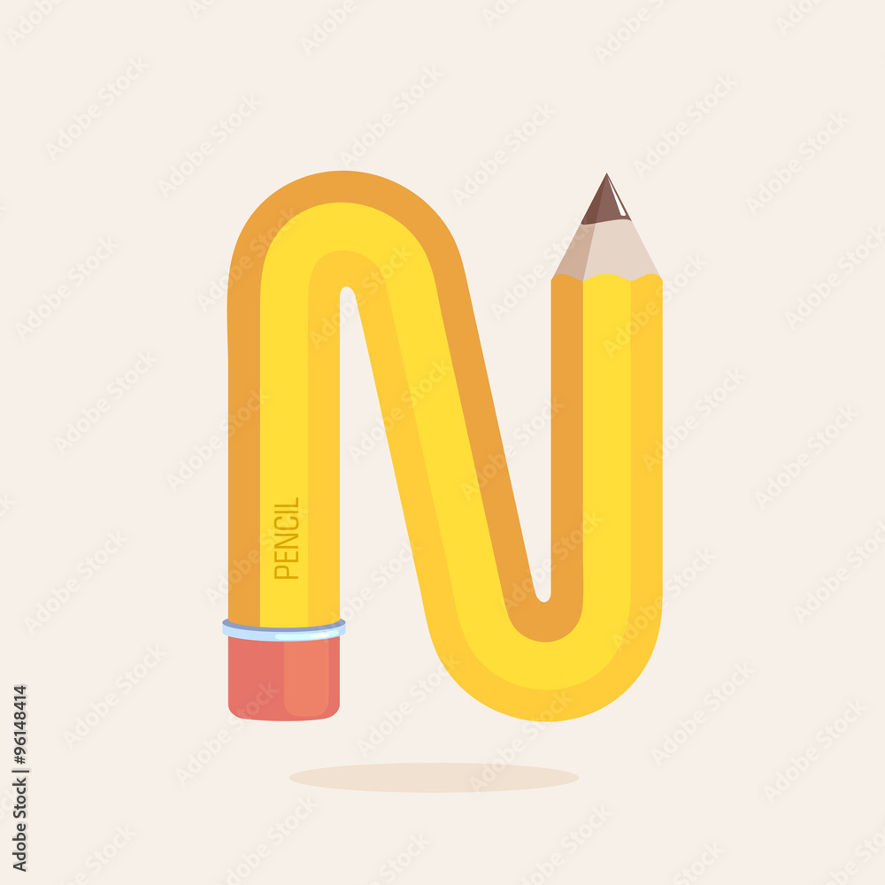 Vecteur Stock N letter formed by pencil. | Adobe Stock