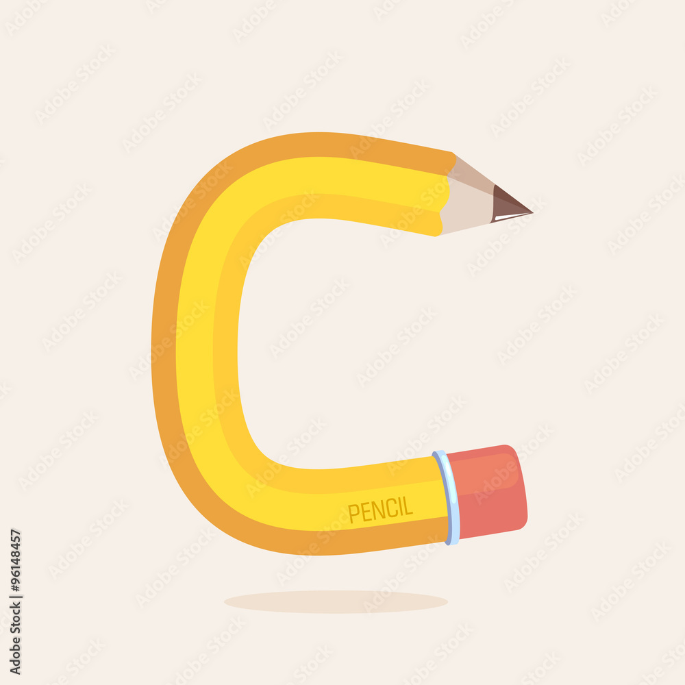 C letter formed by pencil. Stock Vector | Adobe Stock