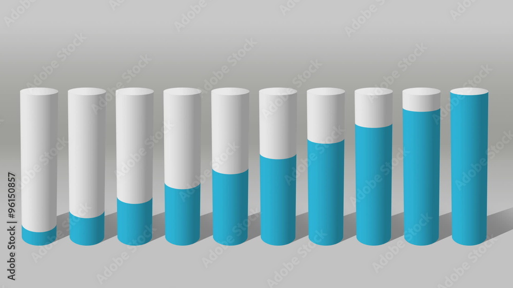 Increase economic graph. 3D Cylinder circle Bar Chart 2.(included alpha ...