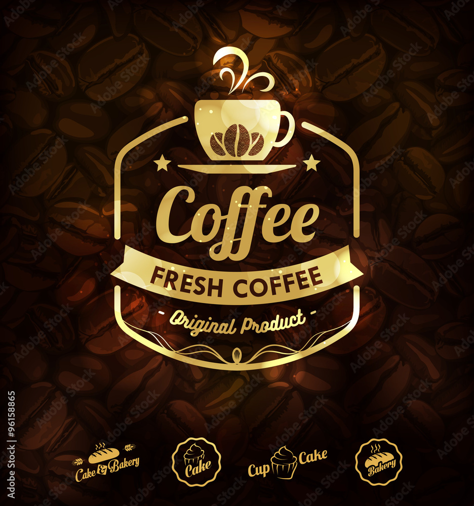 Gold Coffee Label. Premium Coffee Labels And Badges. Golden Coffee ...