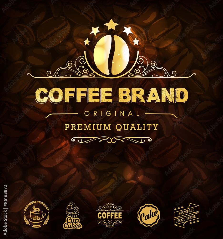 Gold Coffee Label. Premium Coffee Labels And Badges. Golden Coffee ...