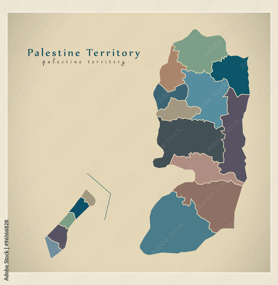 Modern Map - Palestine Territory with borders colored PS Stock Vector ...