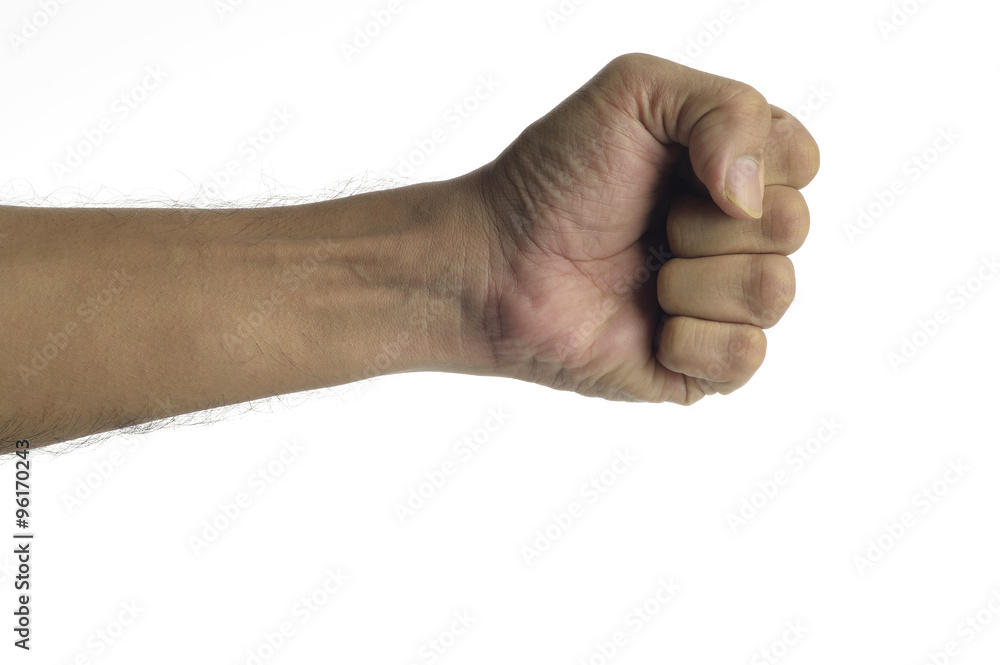 Knockout Fist / High resolution image of human fist against white ...