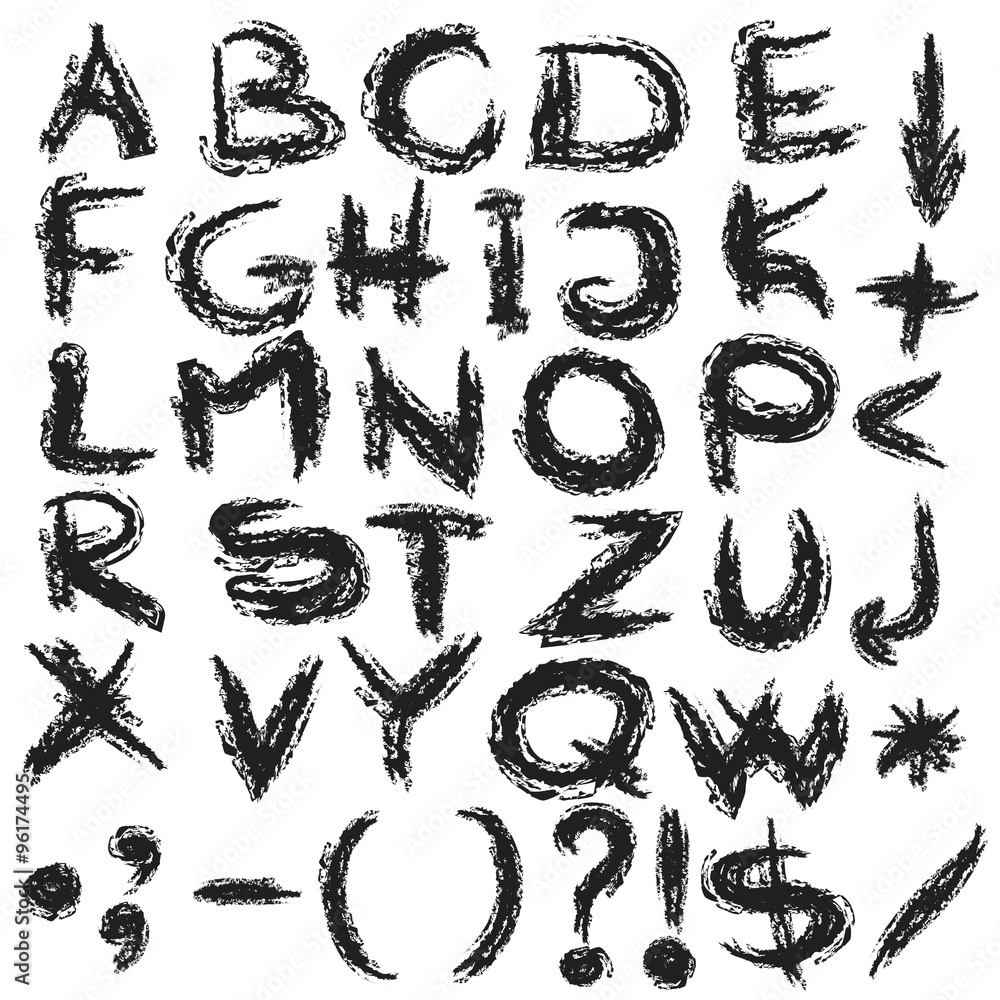 hand written alphabet letters isolated on white background Stock ...