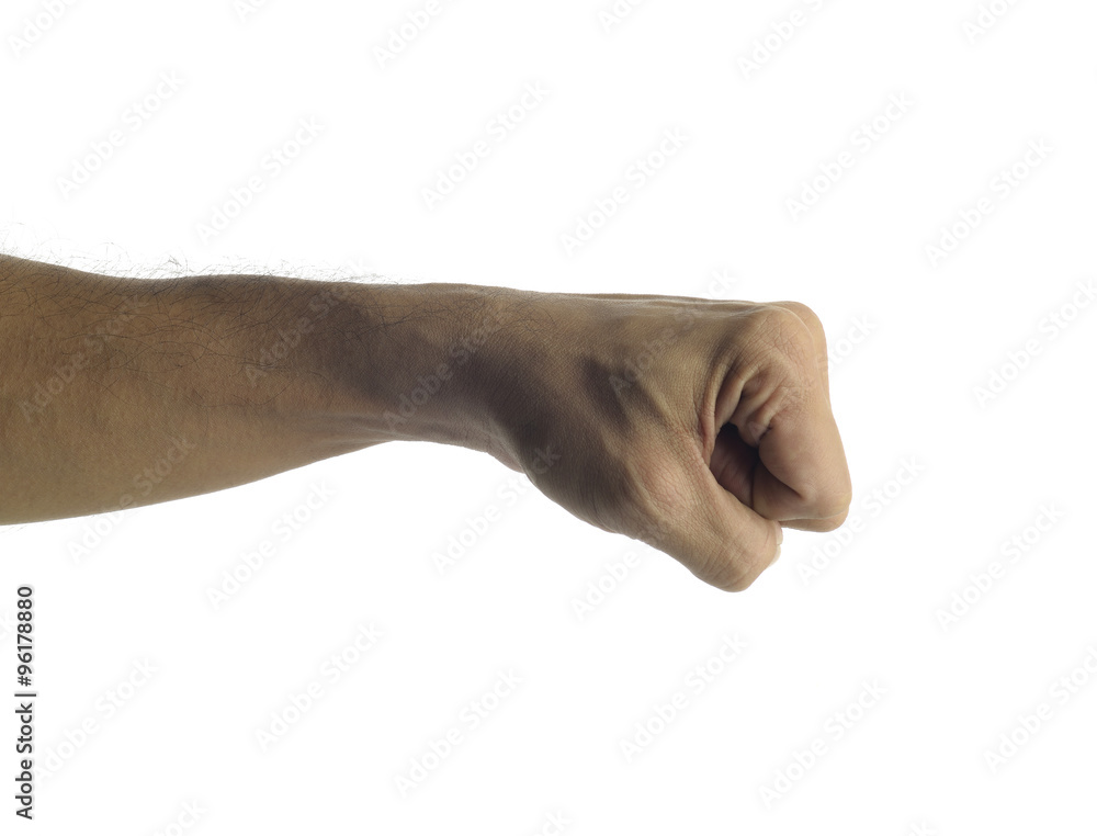 Punch / High resolution image of human fist against white background ...