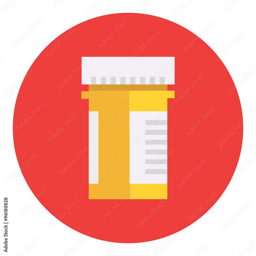 Pill bottle icon. Capsule prescription flat icon. Drug container logo ...