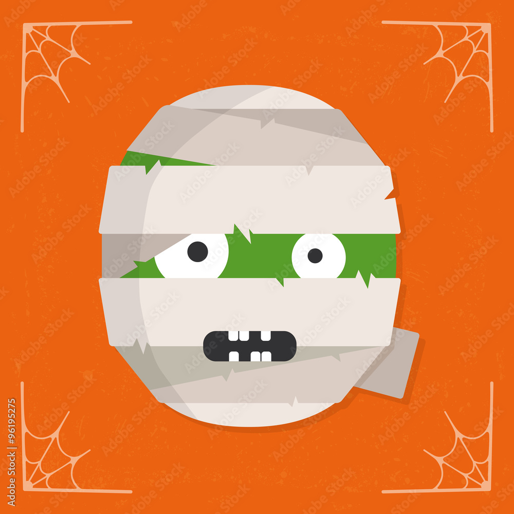 Mummy icon. Cartoon angry mummy monster character head. Halloween ...