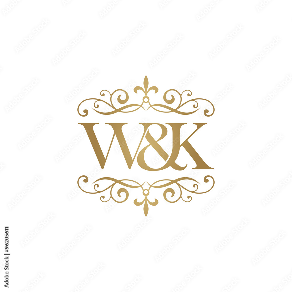 W&K Initial logo. Ornament ampersand monogram golden logo Stock Vector ...