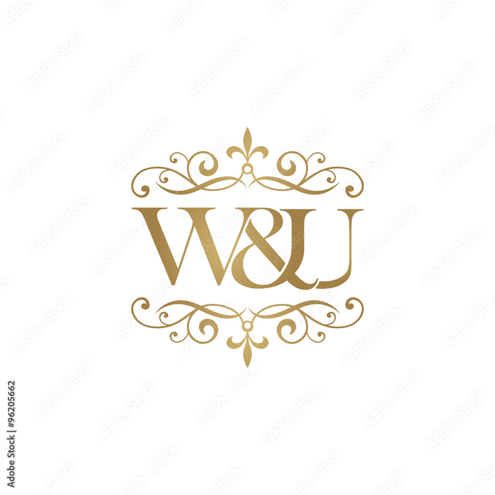 W&U Initial logo. Ornament ampersand monogram golden logo Stock Vector ...