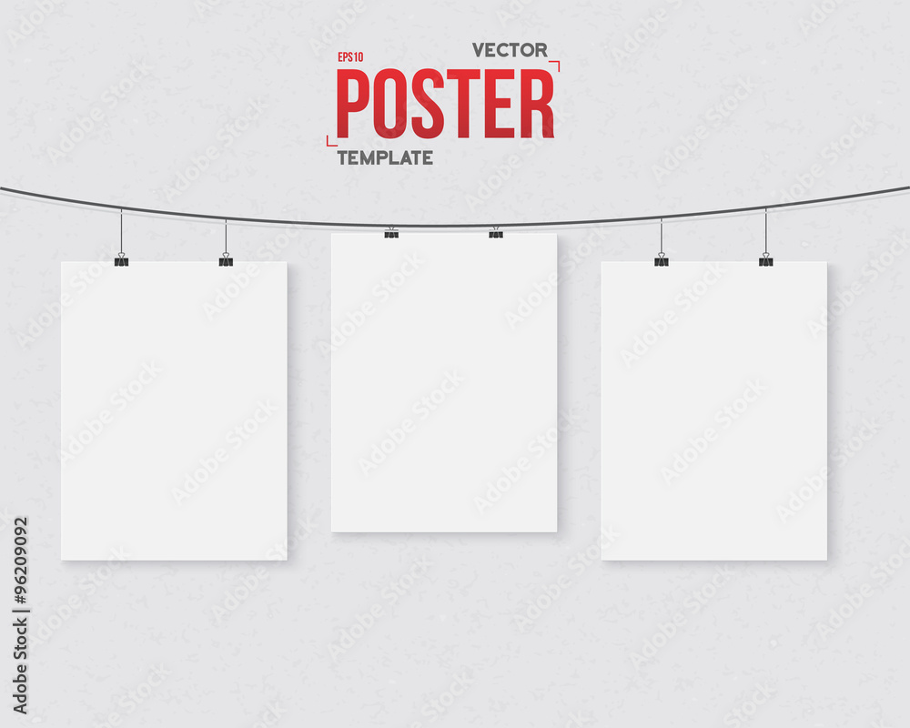 Photorealistic Vector Dark Poster Set on a String Template. Real Stock ...