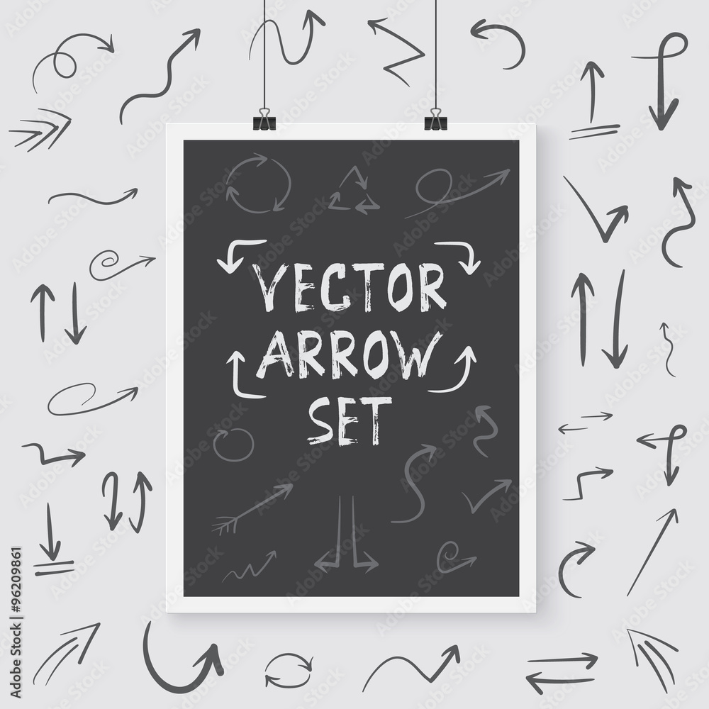 Vector Arrow Set Poster on a Wall. Handdrawn Vector Arrows Doodl Stock ...
