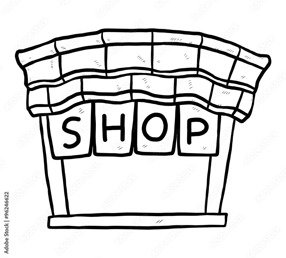 Vecteur Stock shop / cartoon vector and illustration, grayscale, hand ...