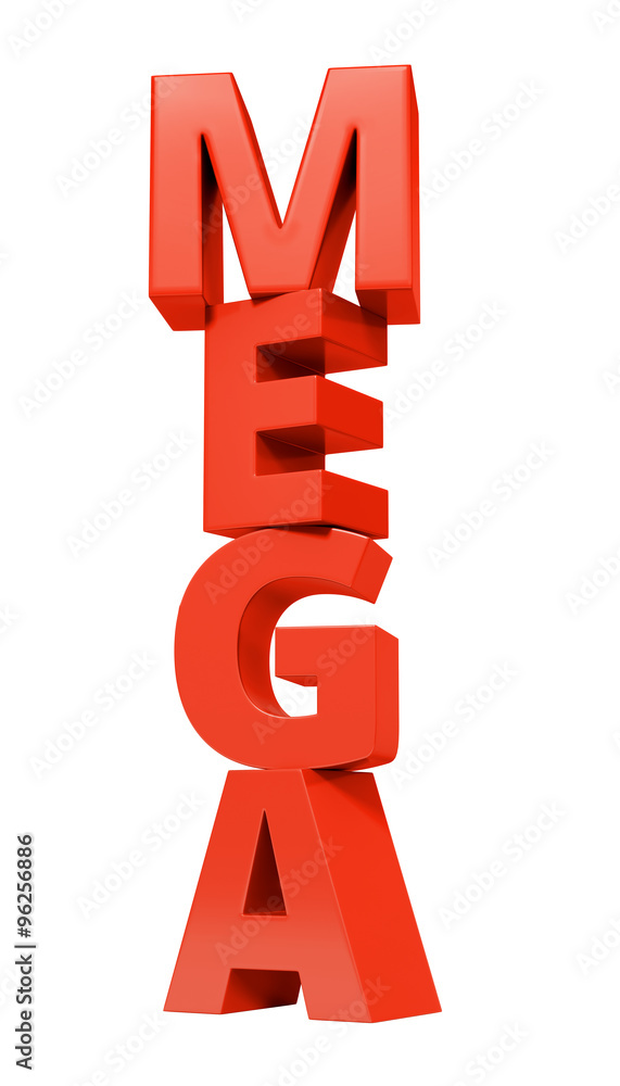 MEGA word isolated on white background with path. Stock Illustration ...