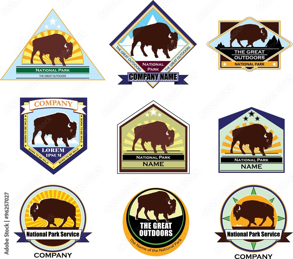 colored logo with the image of a Buffalo, bison, buffalo, emblem, logo ...