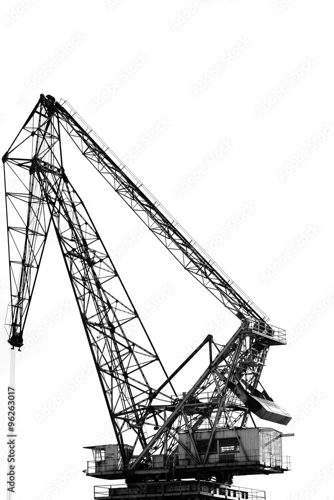 Hafenkran / Ein schwerer Hafenkran mit einer Kabine und einem ...