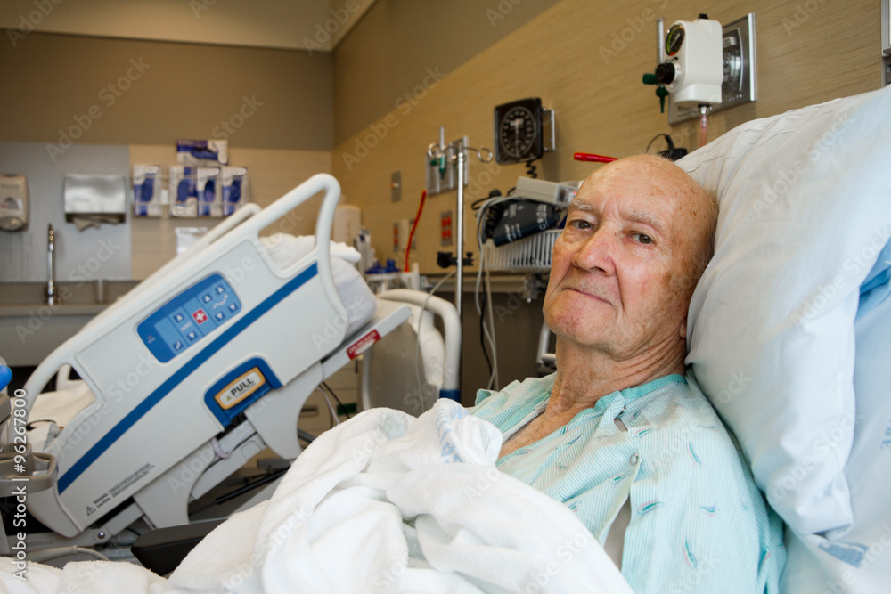 Patient Sitting Up in Modern Hospital Room Stock Photo | Adobe Stock