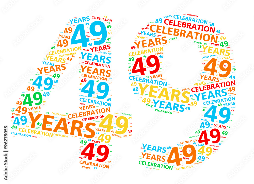 Colorful word cloud for celebrating a 49 year birthday or anniversary ...