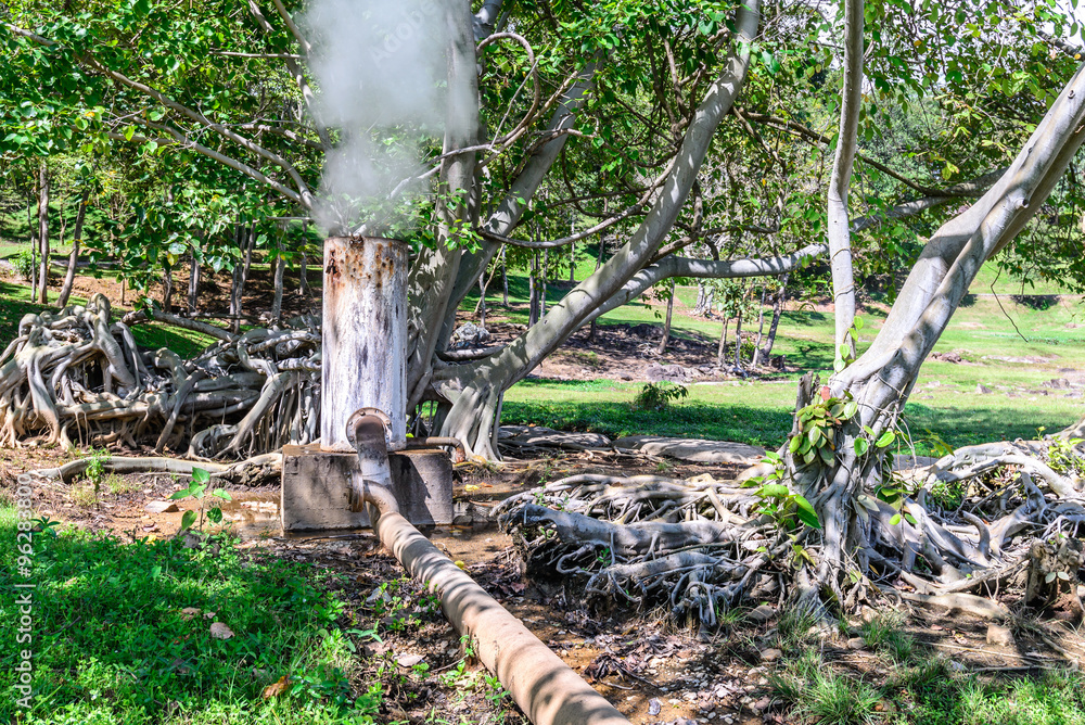 Sewer pipe from hot springs and stream pipe to spa room in Chiang Mai ...