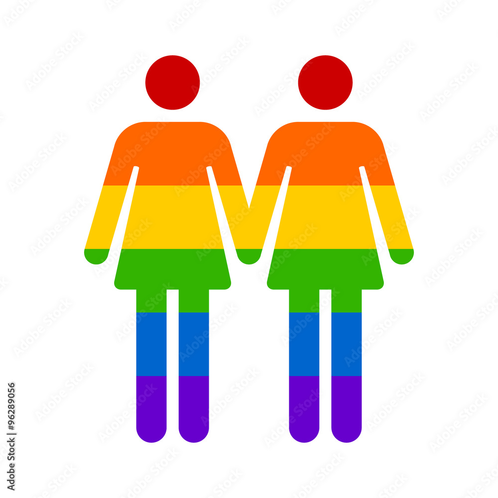Vetor Do Stock Gay Marriage Rainbow Lesbian Flat Icon For Apps And