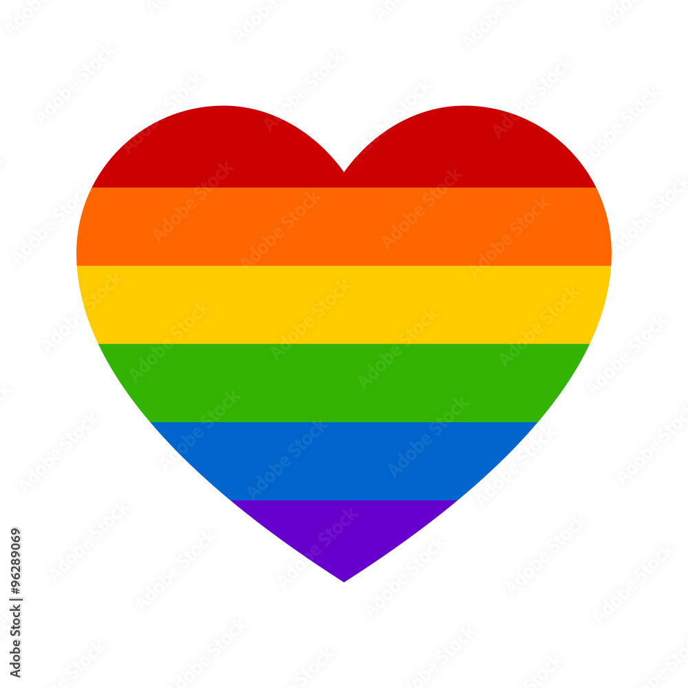 Gay Marriage Rainbow Heart Flat Icon For Apps And Websites Stock Vector