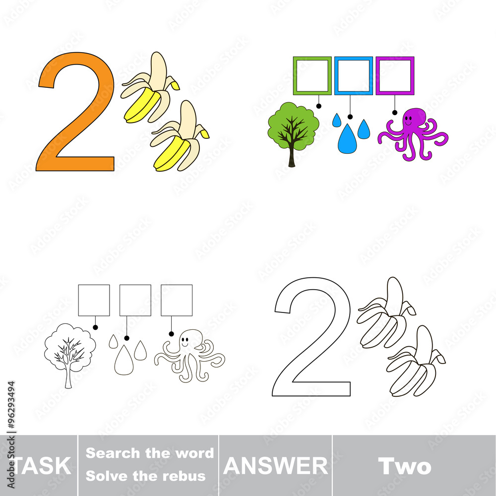 Rebus for letter 2 Stock Vector | Adobe Stock