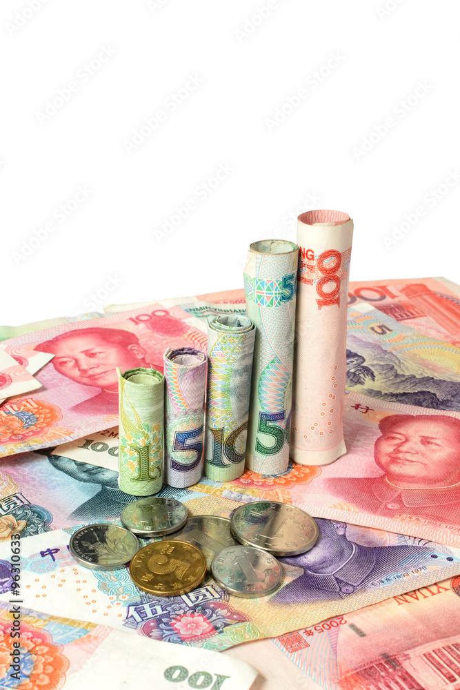 Chinese currency forming a graph, Appreciation of the Chinese yu Stock ...