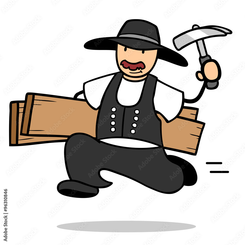 Zimmermann in Bewegung Stock Illustration | Adobe Stock