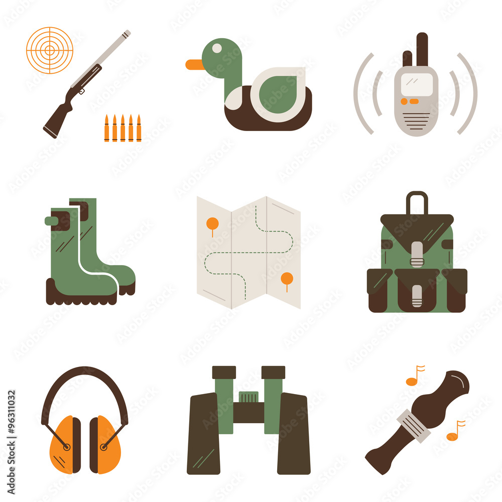 Vector set of deer hunt symbols. Stock Vector | Adobe Stock