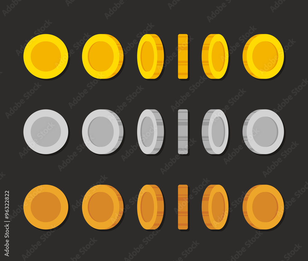 Cartoon coins rotation Stock Vector | Adobe Stock