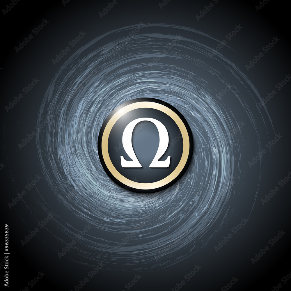 Dark background with abstract spirals and omega symbol Stock Vector ...
