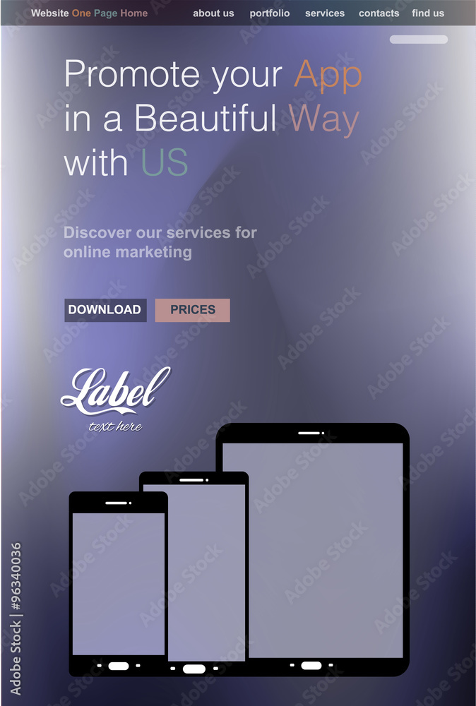 One Page Clear Modern Website template for an App showcase Stock Vector ...
