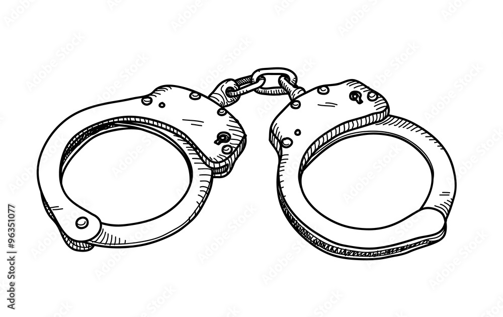 Handcuffs Doodle, a hand drawn vector doodle illustration of a ...