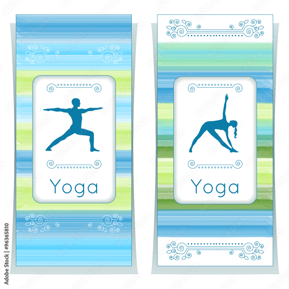 Vector yoga illustration. Yoga posters with floral ornament and yogi ...