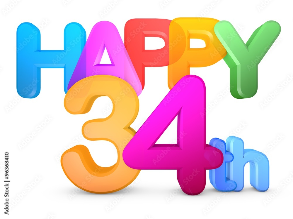 Happy 34th Title Stock Illustration | Adobe Stock