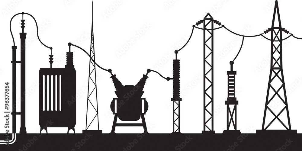 Poster Electrical substation scene - vector illustration – Wall Art ...