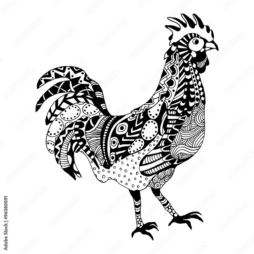 Vector Zentangle Rooster Stock Vector | Adobe Stock